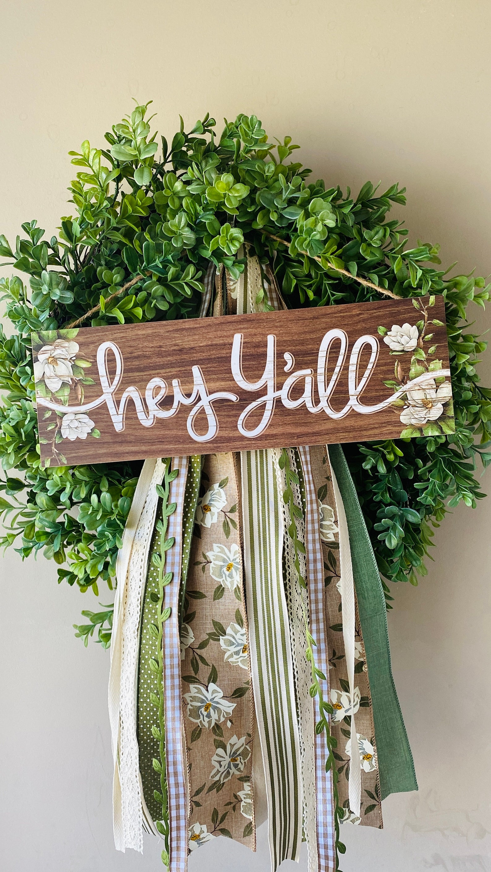 Magnolia Ribbon Set (with Sign), Ribbon Set, Hey Y’all Wreath, Ribbon ...