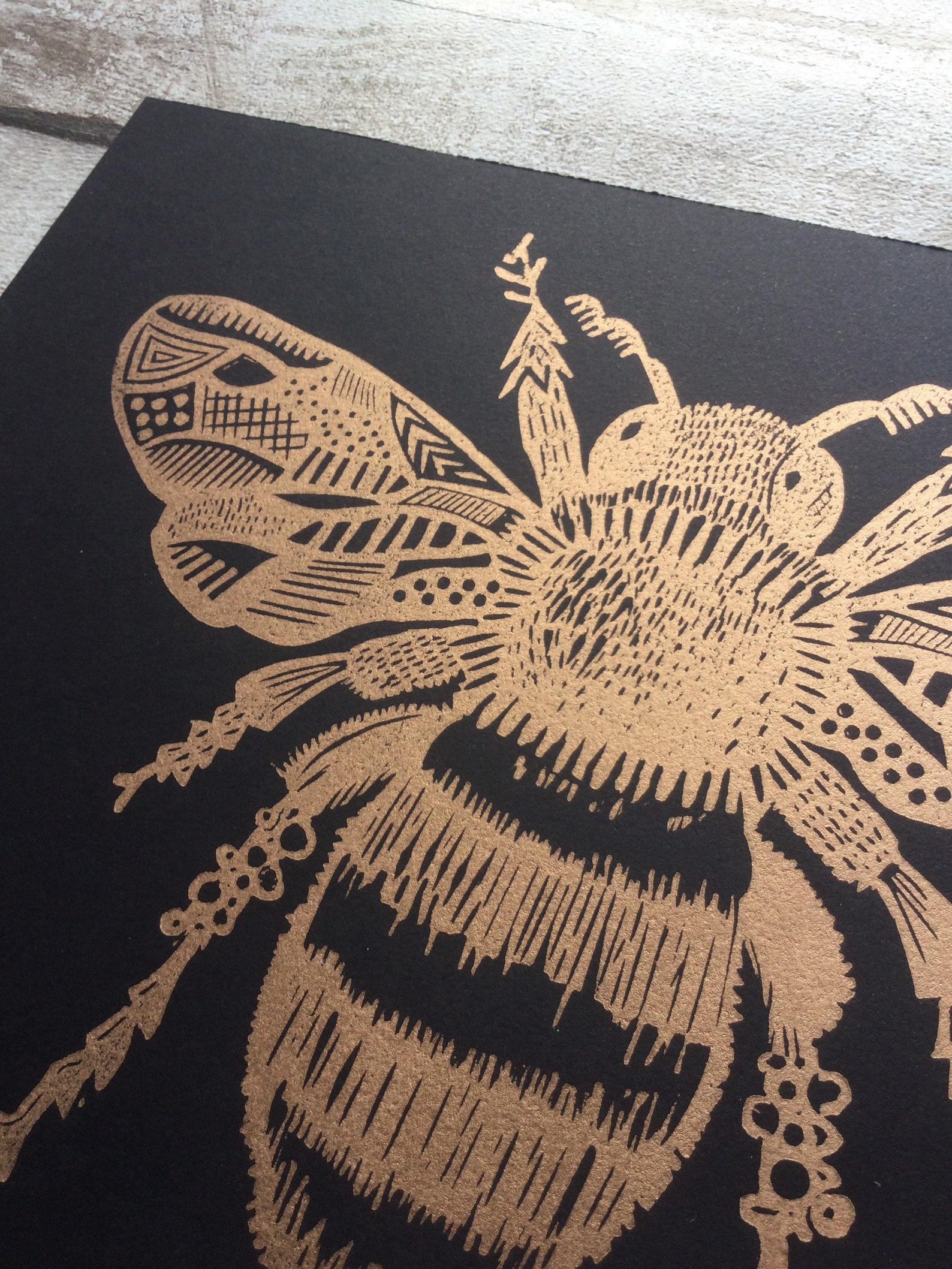 Honey Bee Honey Bee Print Bee Art Bee Linoprint Gift for Nature Lover ...