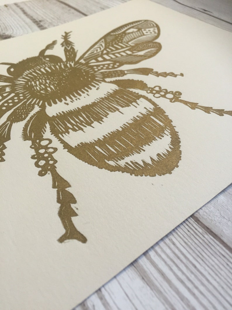 Honey Bee Honey Bee print Bee art Bee linoprint gift | Etsy