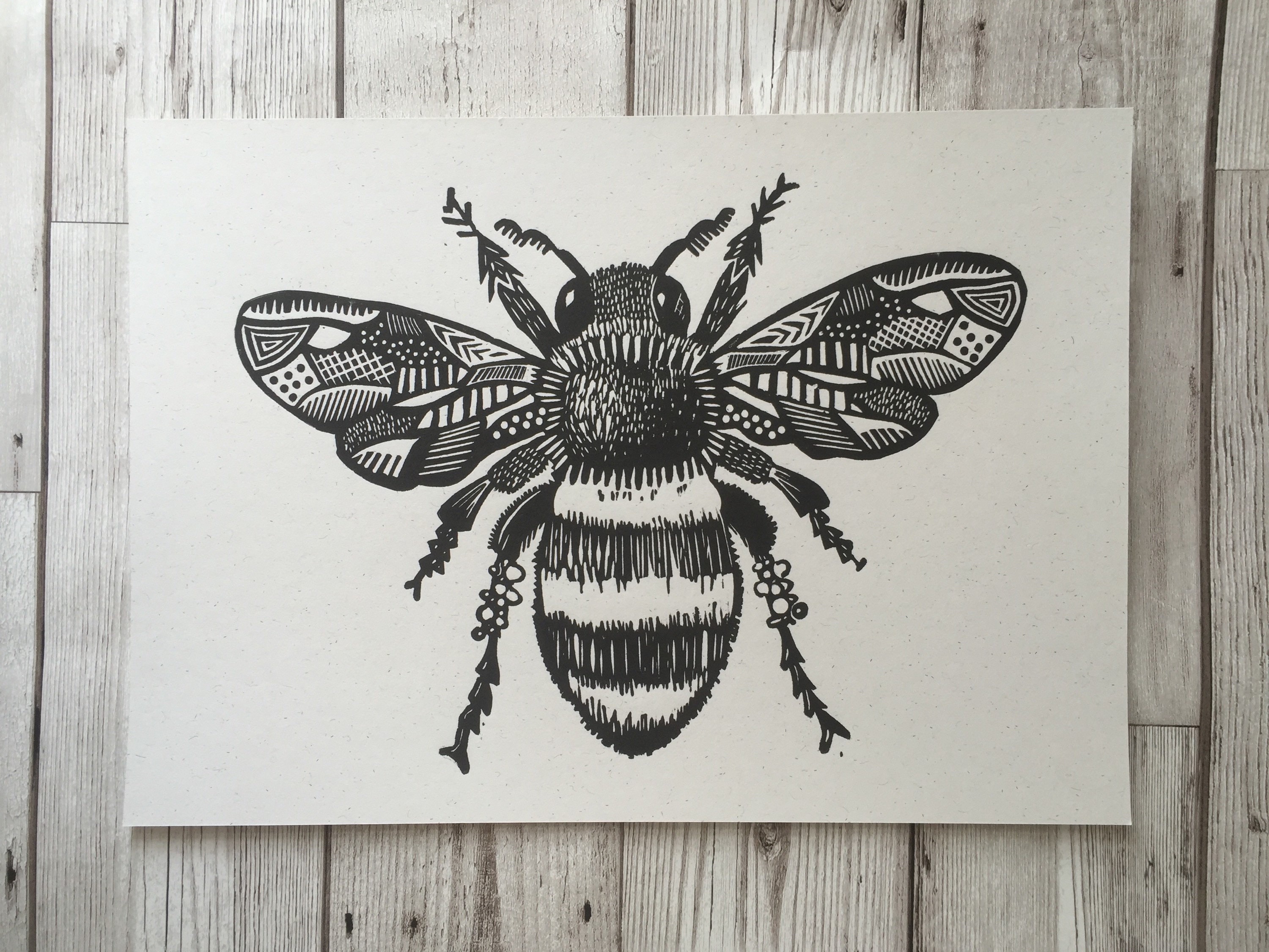 Honey Bee Honey Bee Print Bee Art Bee Linoprint Gift for Nature Lover ...