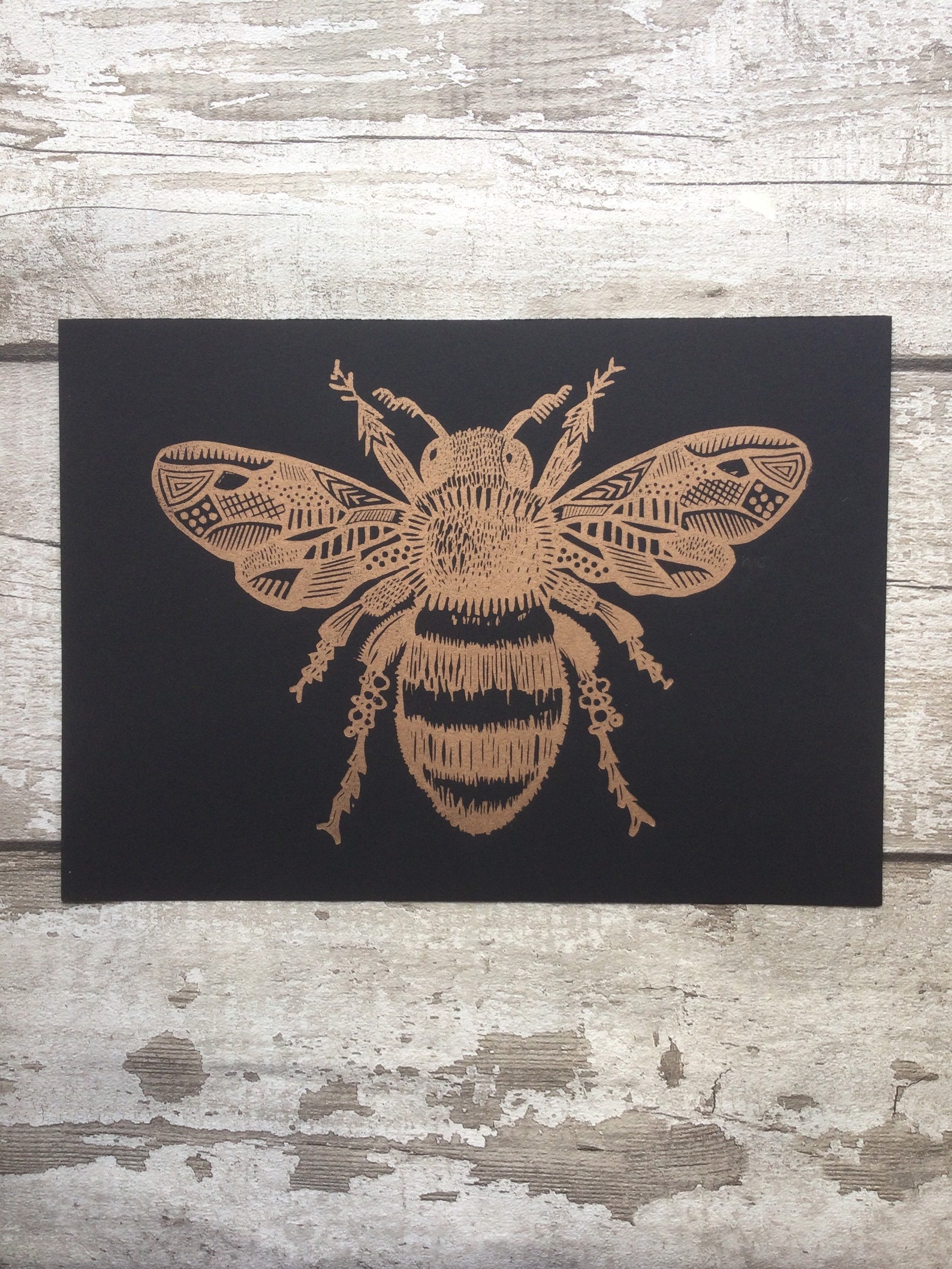 Honey Bee Honey Bee Print Bee Art Bee Linoprint Gift for Nature Lover ...