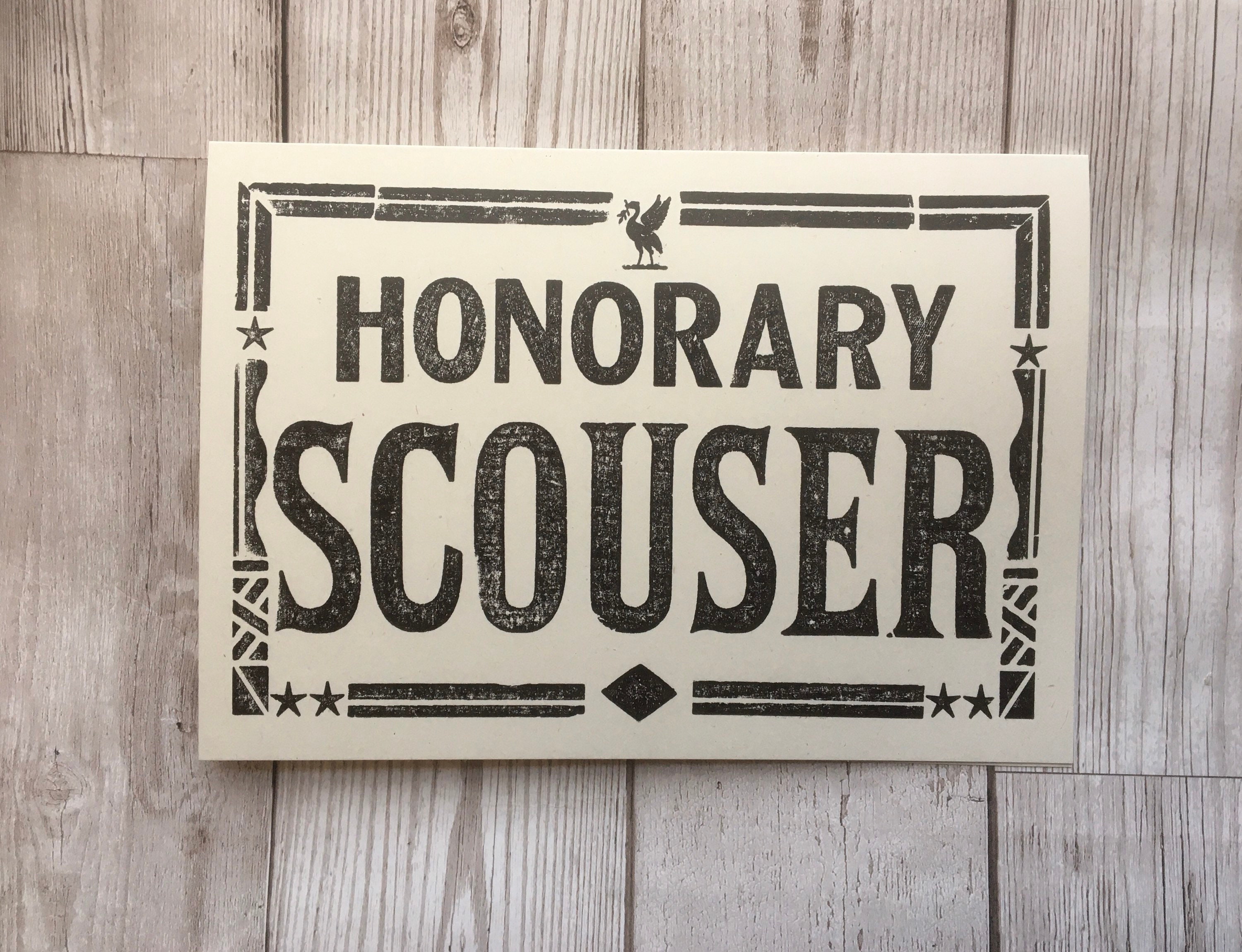 Honorary Scouser / Scouse Card / Greetings Card / Letterpress Print ...