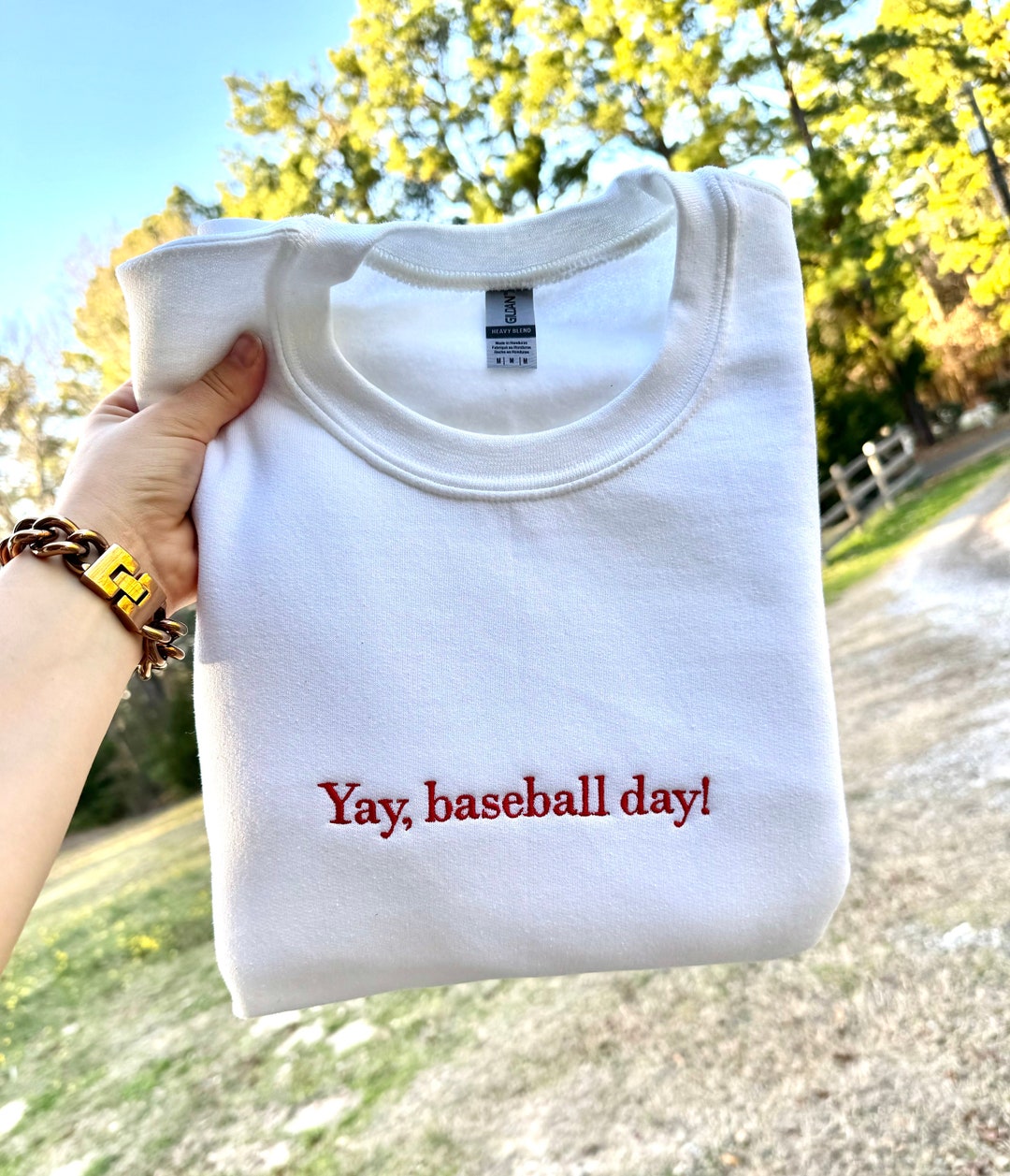 Yay, Baseball Day Embroidered Crewneck, Baseball Shirt, Sports ...