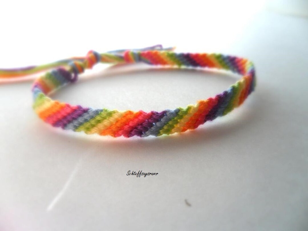 Pastel Rainbow Friendship Bracelet (thin) - Etsy