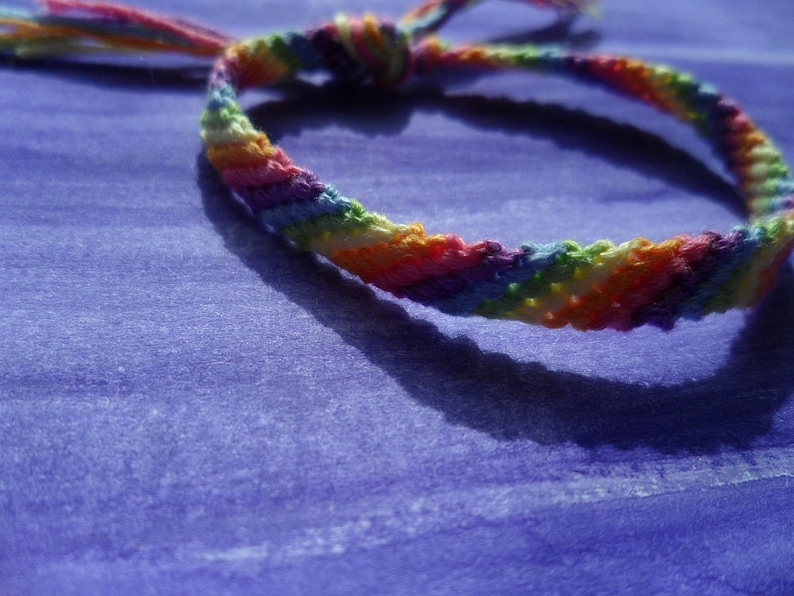 Pastel Rainbow Friendship Bracelet thin - Etsy