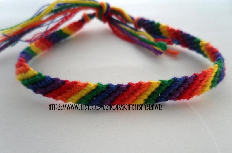 Rainbow Friendship Bracelet thin - Etsy