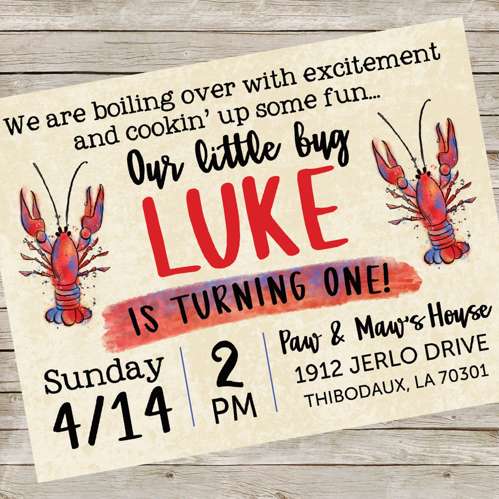 Crawfish Party Invitation PIY File Crawfish Watercolor - Etsy