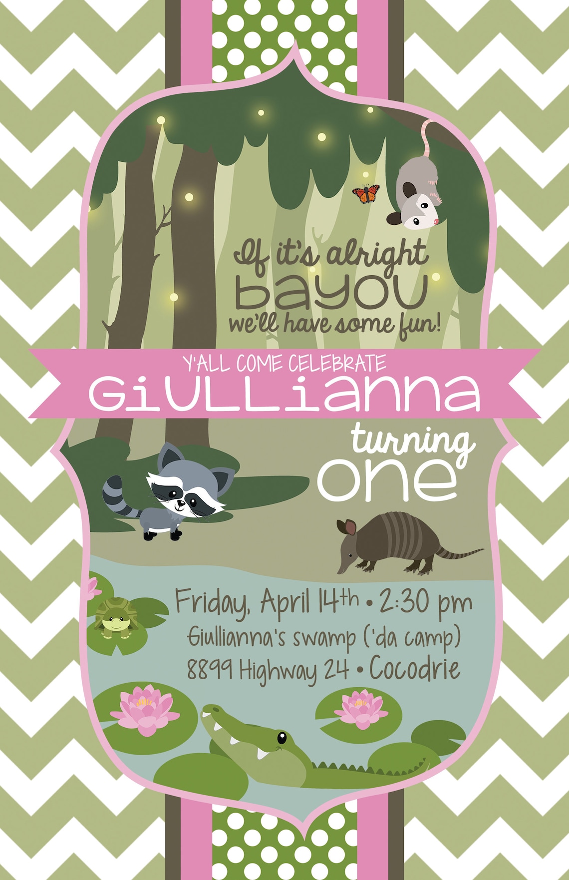 Swamp Invitation PIY File ~ Alligator Printable ~ Swamp Cajun Bayou ...