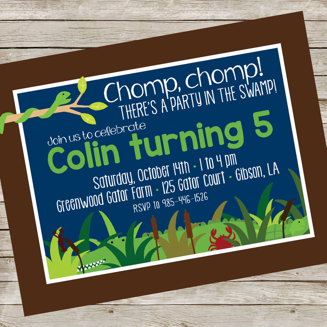 Swamp Invitation PIY File ~ Alligator Printable ~ Swamp Cajun Bayou ...