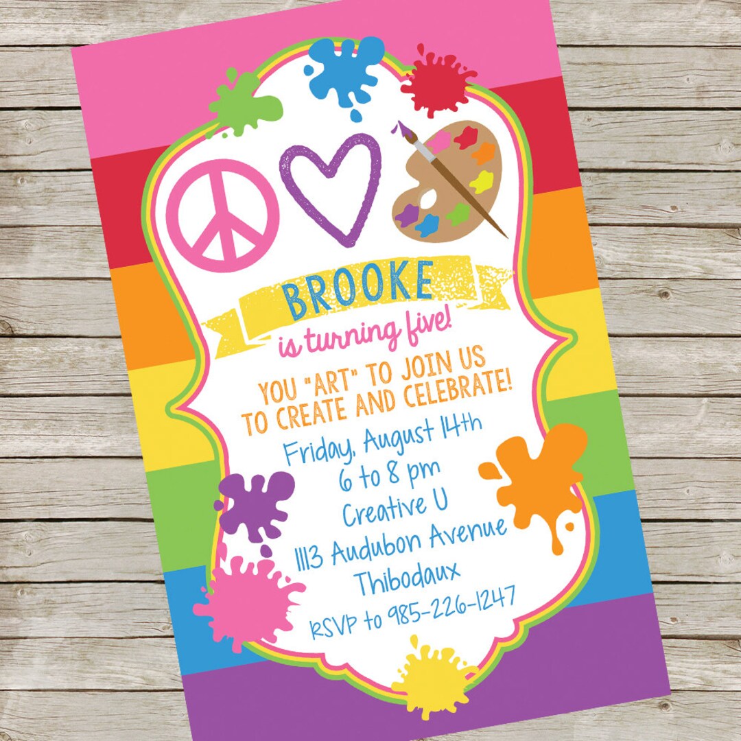 Paint Invitation PIY File ~ Art Birthday Party ~ Art Printable ~ Paint ...
