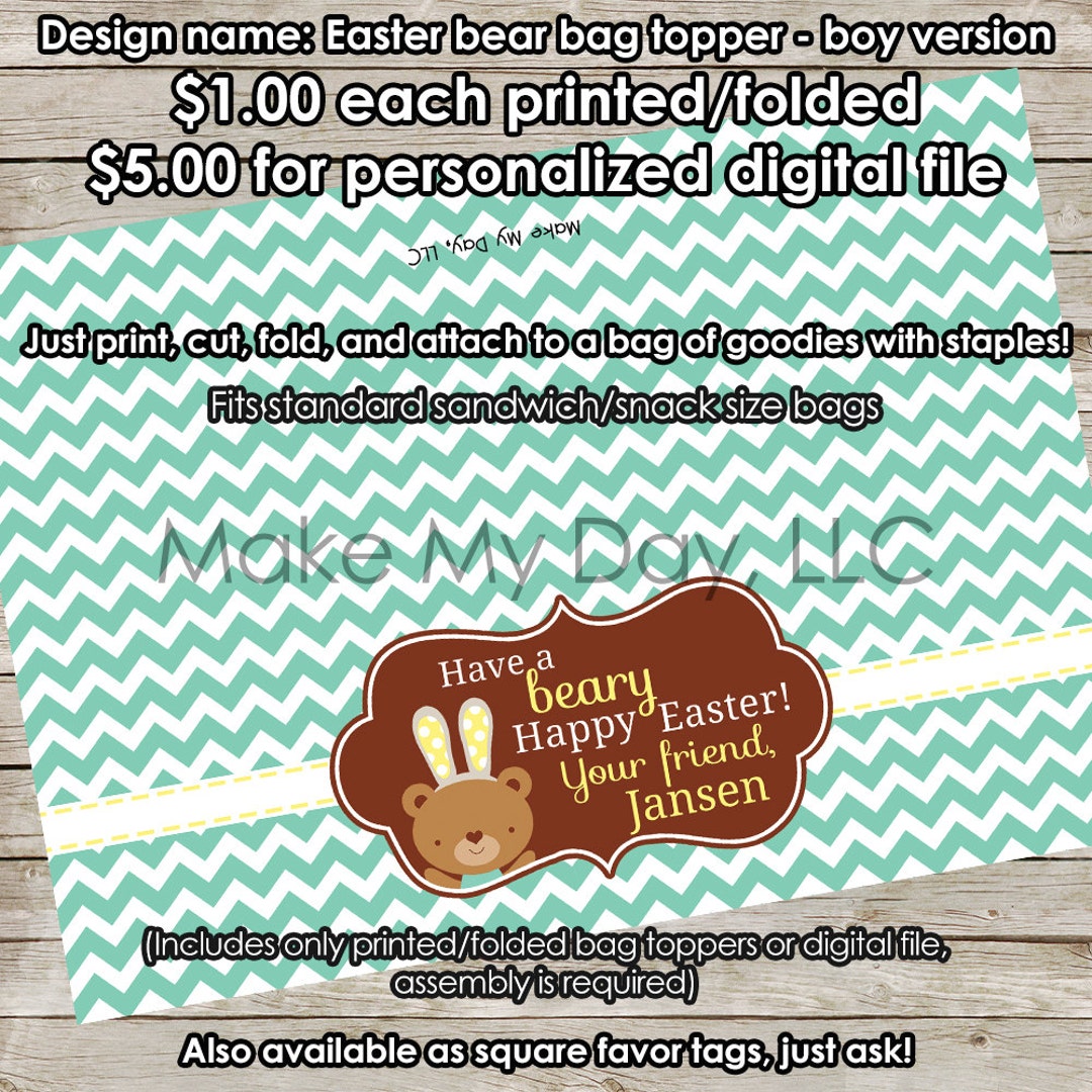 Easter Class Treat Bag Topper (printable File) Design Shown in 1st ...