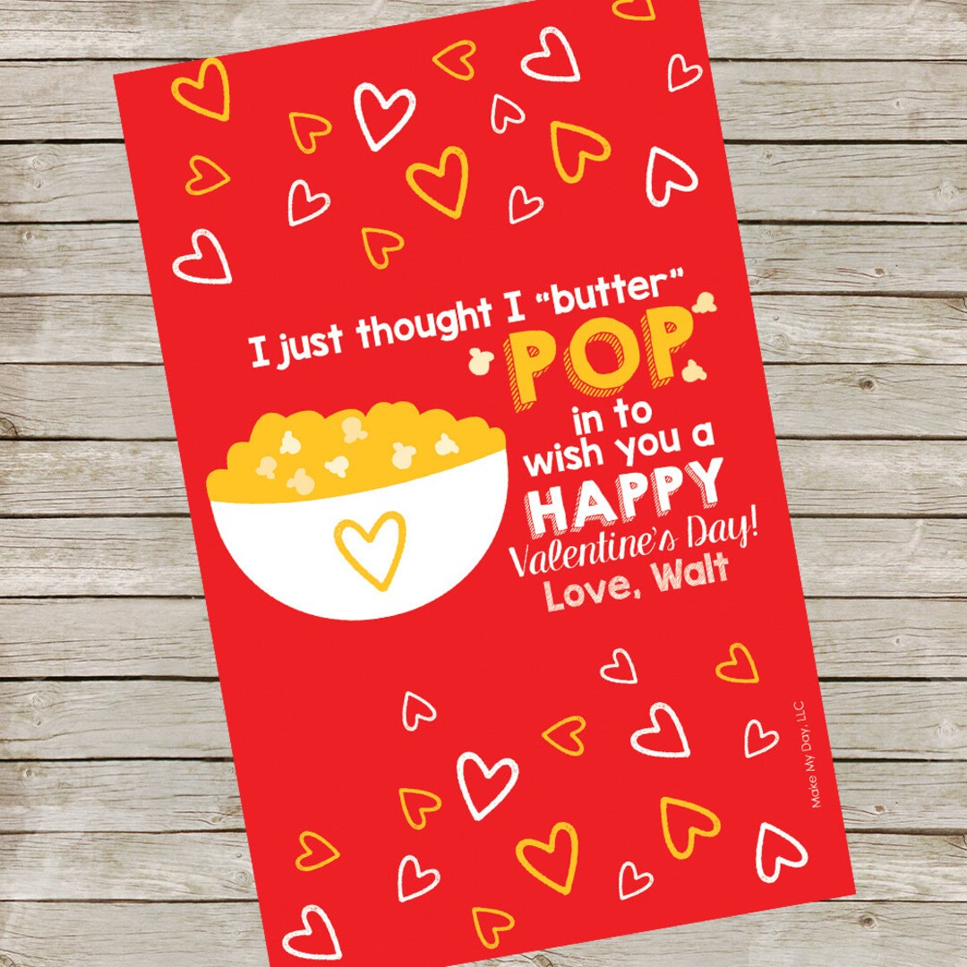 Valentine's Day Class Treat Popcorn Wrap Printable File Design Shown ...