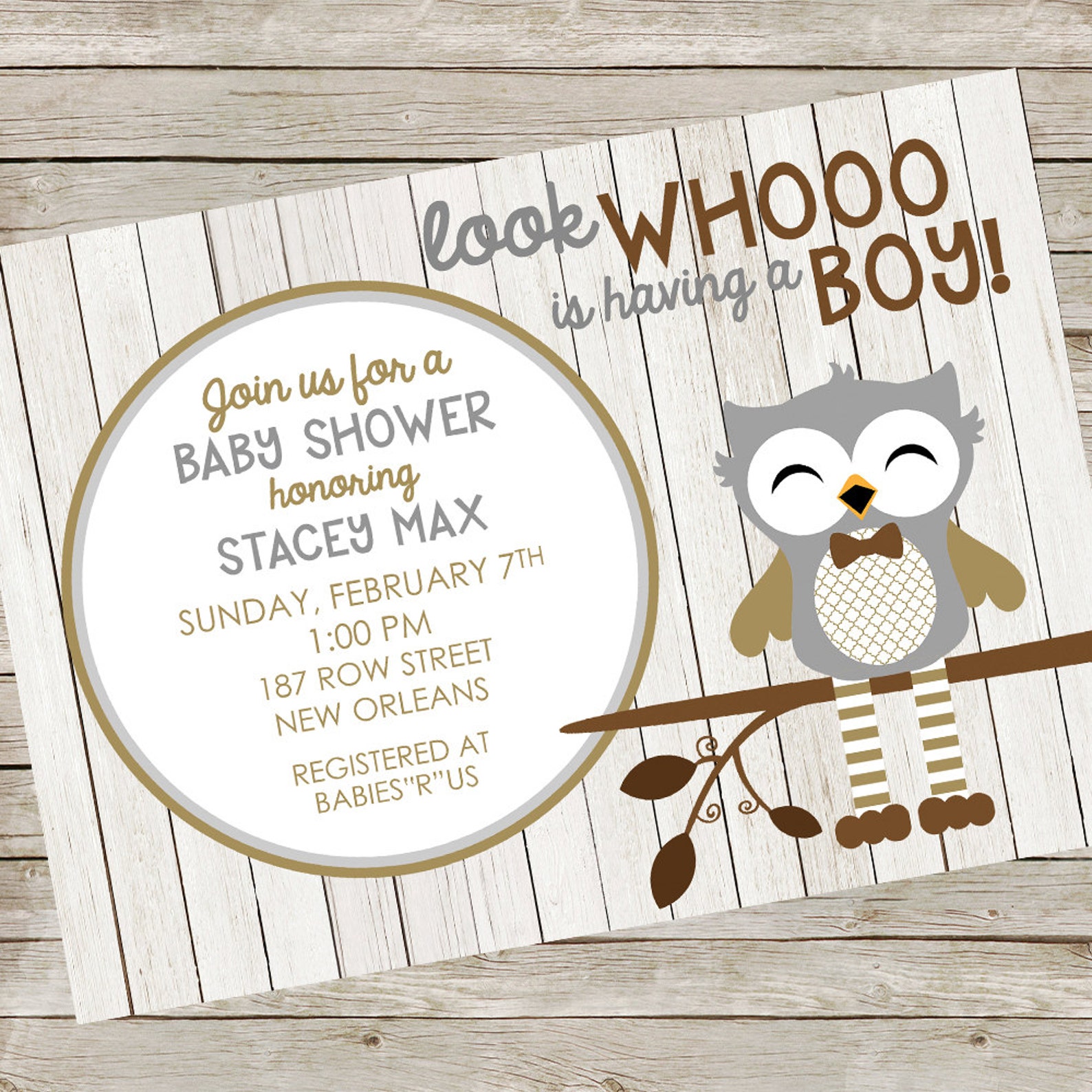 Owl Baby Shower Invitation PIY File Owl Digital File - Etsy