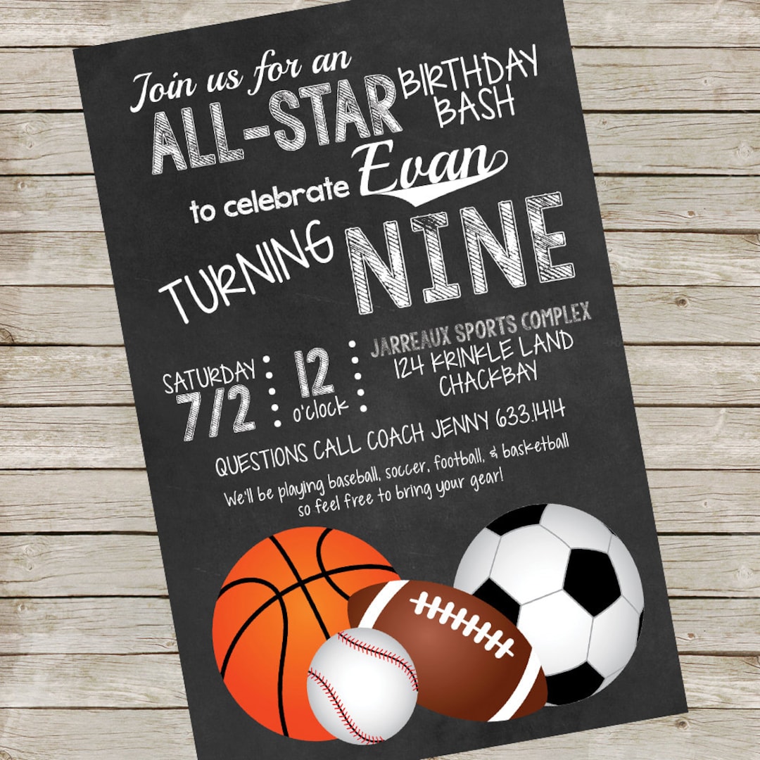 Sports Birthday Party Invitation PIY File ~ Printable ~ Sports Ball All ...