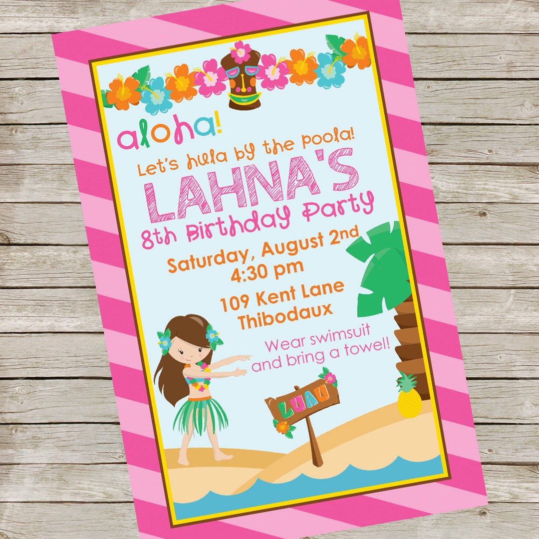 Luau Invitation PIY File ~ Luau Girl Birthday Party ~ Luau Printable ...