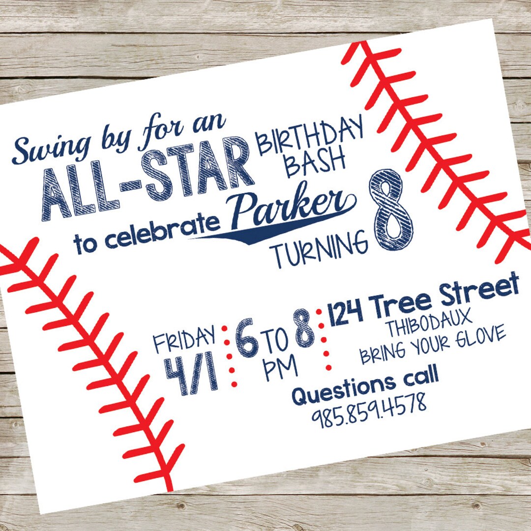 Baseball Invitation PIY File ~ Baseball Baseball Party Invite ...
