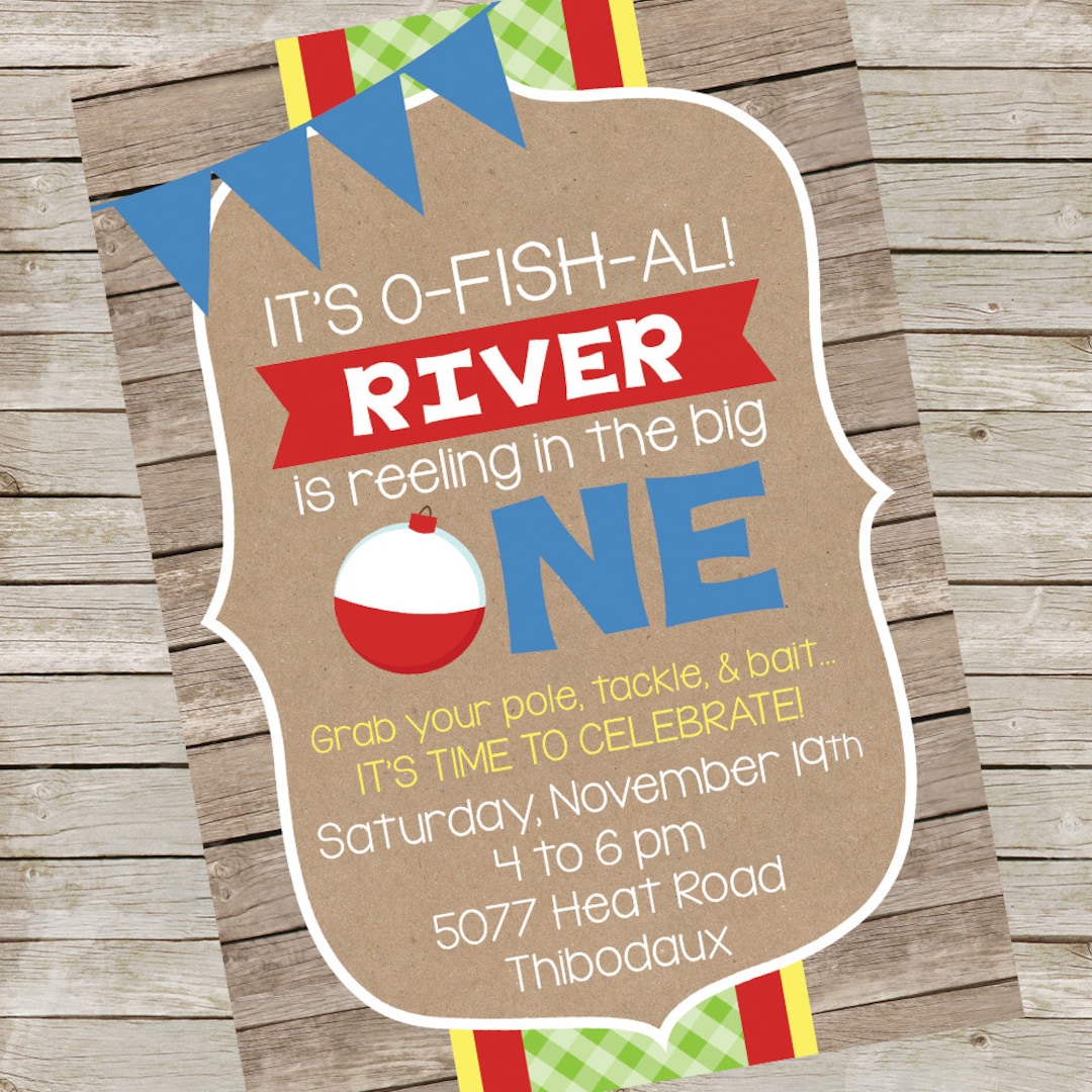 Wood Fishing Birthday Party Invitation PIY File ~ Any Color Fishing ...