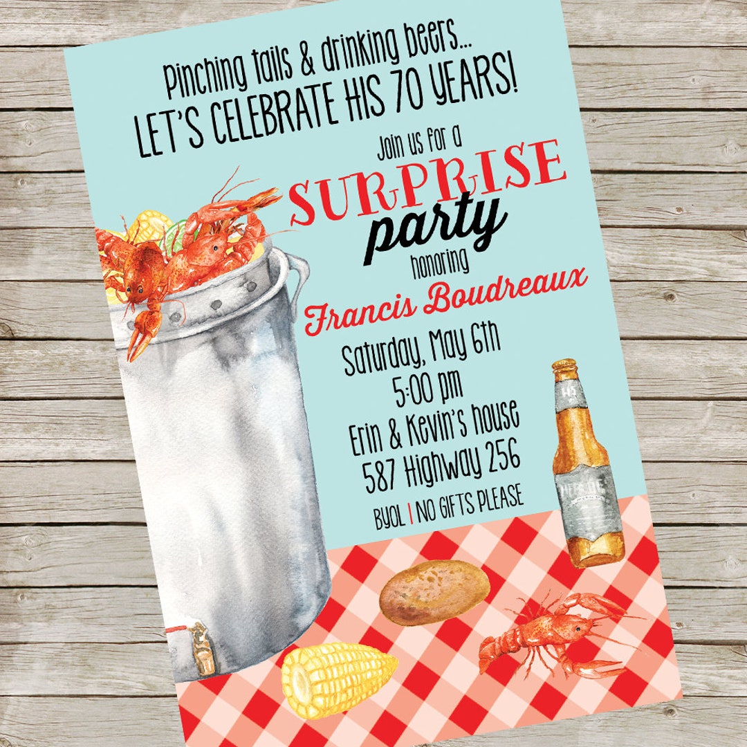 Crawfish Party Invitation PIY File ~ Crawfish Birthday Party Printable ...