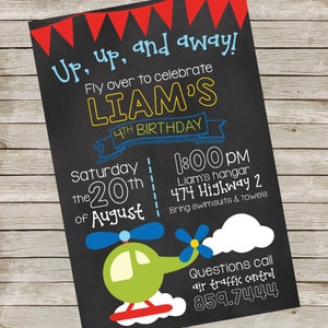 Helicopter Invitation PIY File ~ Helicopter Airplane Party ~ Helicopter ...