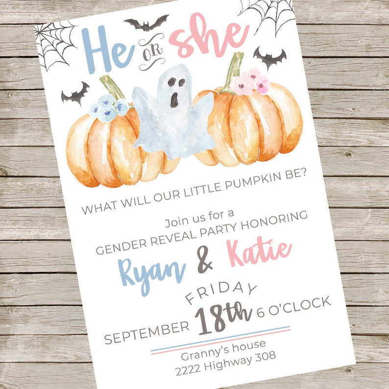 Watercolor Ghost Gender Reveal Party Invitation Baby Shower - Etsy