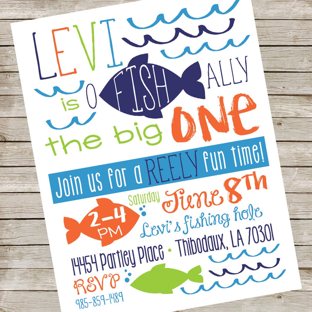 Bright Fishing Birthday Party Invitation Digital File PIY File ~ Fish ...