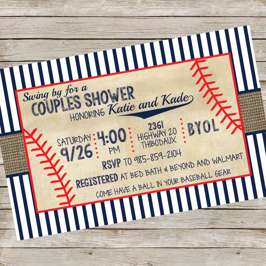 Vintage Baseball Couples Shower Invitation PIY File ~ Baseball Birthday ...