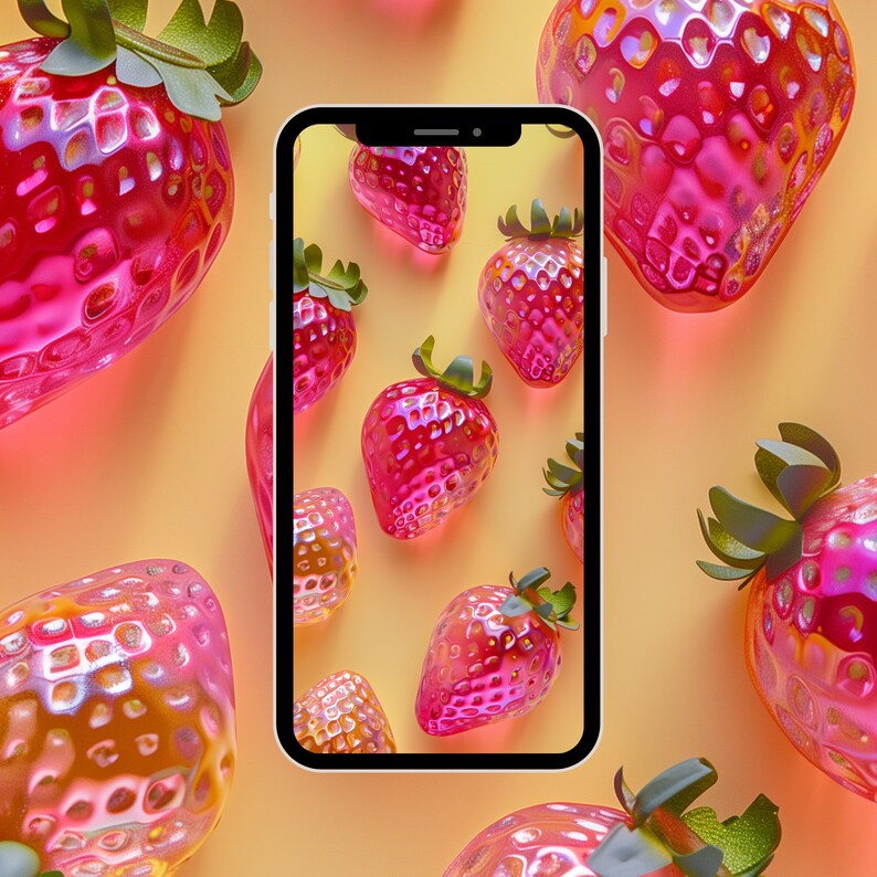 Iridescent Strawberries - Digital Print - Phone Wallpaper - Etsy
