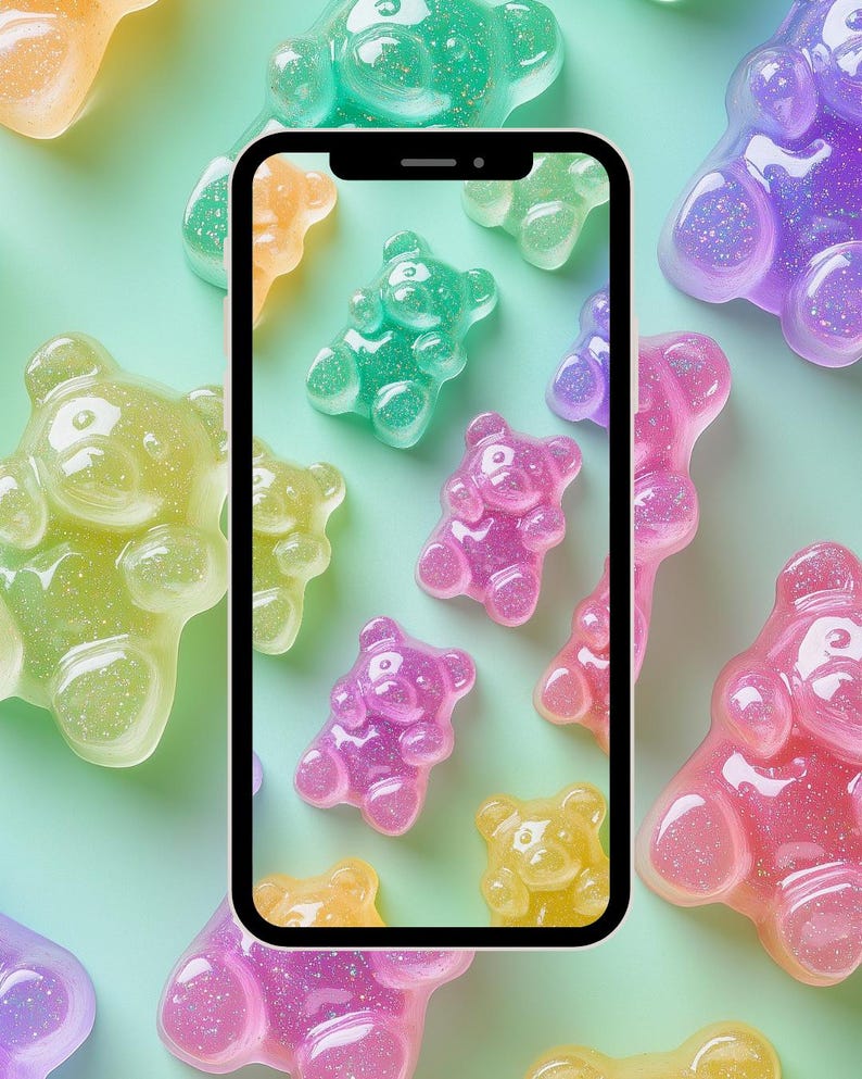 Iridescent Gummy Bears - Digital Print - Phone Wallpaper - Etsy
