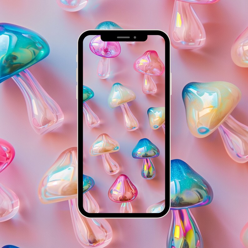 Iridescent Mushrooms - Digital Print - Phone Wallpaper - Etsy