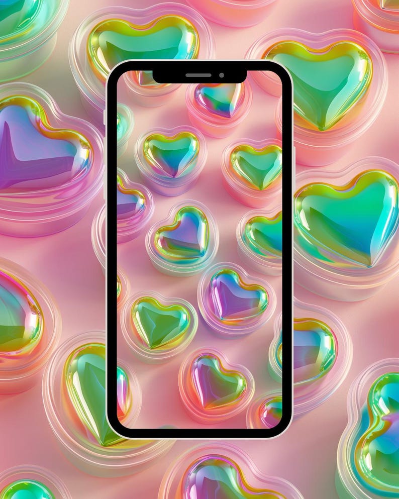 Neon Pink Hearts - Digital Print - Phone Wallpaper - Etsy