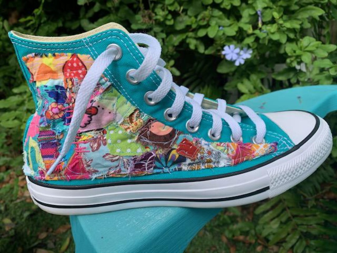 Patchwork Converse High Top Chuck Taylor Boho Hippie Boho - Etsy