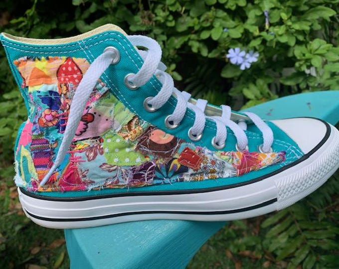 Patchwork Converse High Top Chuck Taylor Boho Hippie Boho - Etsy