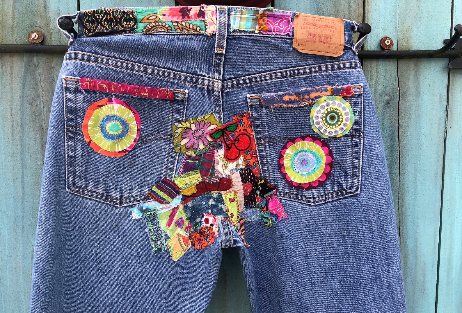 Custom Hippie Boho Gypsy Patchwork Denim Blue Jeans Made to Order - Etsy