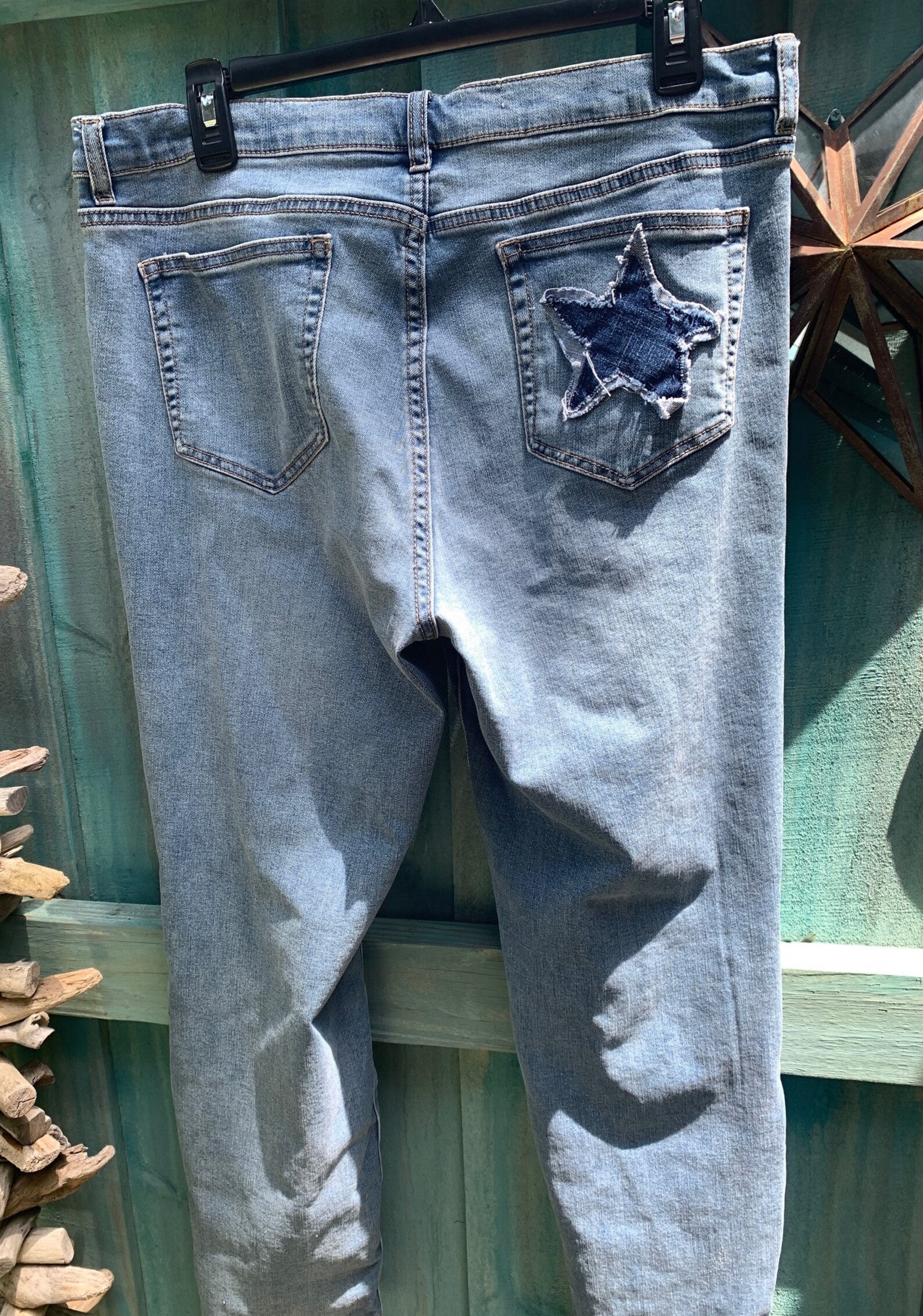 Custom Patchwork Star Jeans, Distressed Denim - Etsy