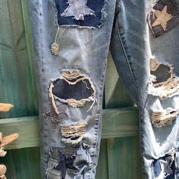 Patched Jeans - Etsy