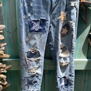 Custom Patchwork Star Jeans Star Distressed Denim Jeans Custom Made to ...