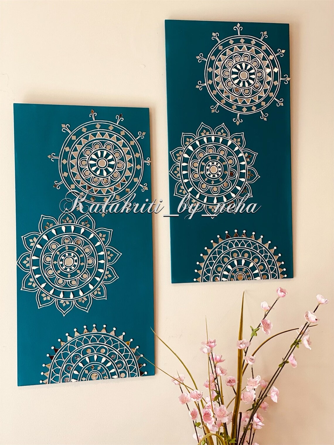 Blue Mandala Art Mandala Painting Art Clay and Mirror Art Mosaic Tile ...