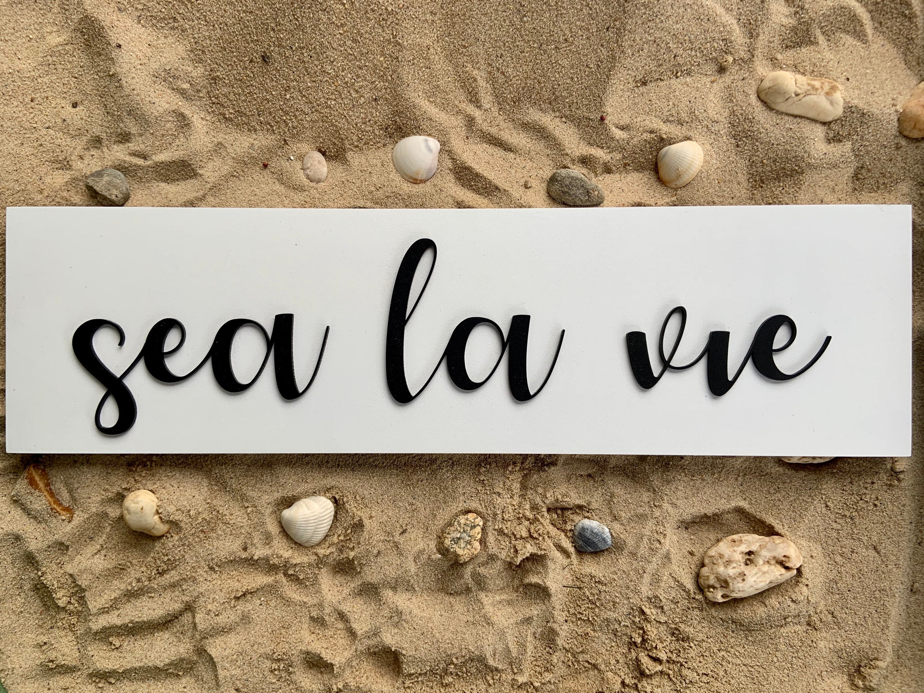Sea la vie Shelf or Wall Sign Black and White Wood Home | Etsy