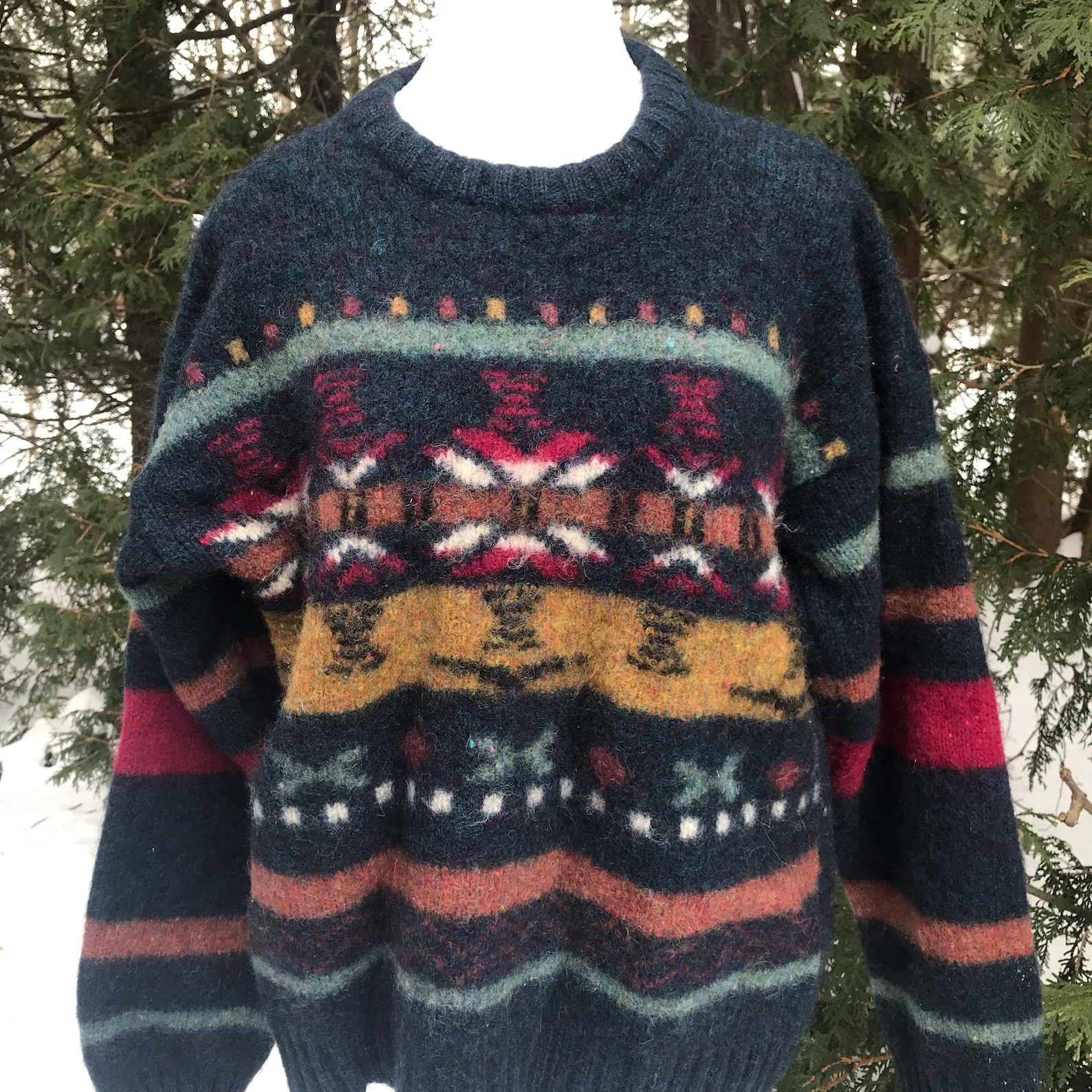 Vintage Cottagecore Grandpa Sweater 100% SHETLAND WOOL - Ugly Xmas ...