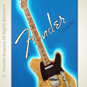 Fender Telecaster Painting – Original Acrylic Guitar Wall Art (24" X 48 ...