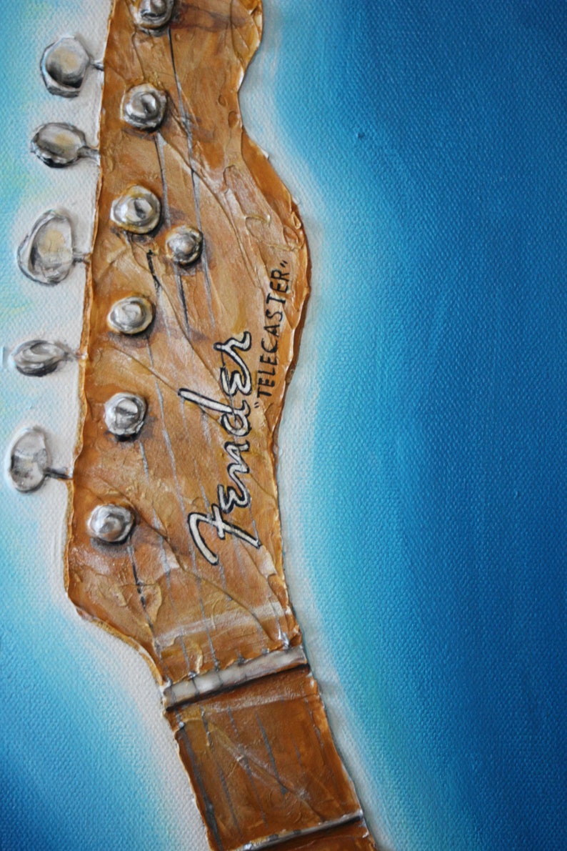 Fender Telecaster Painting – Original Acrylic Guitar Wall Art (24" X 48 ...