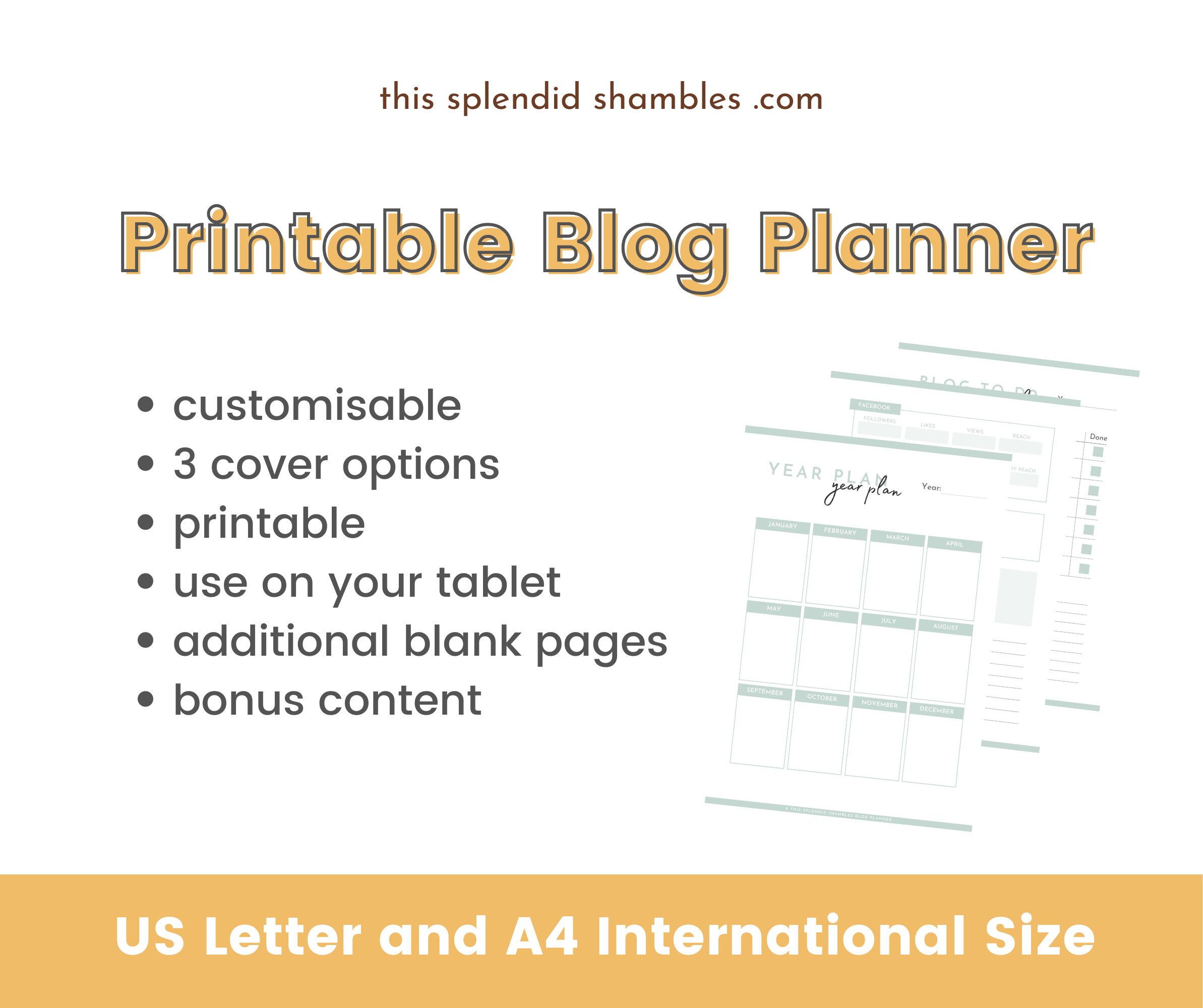 Printable Blog Planner A4 & US Letter Bloggers Content - Etsy