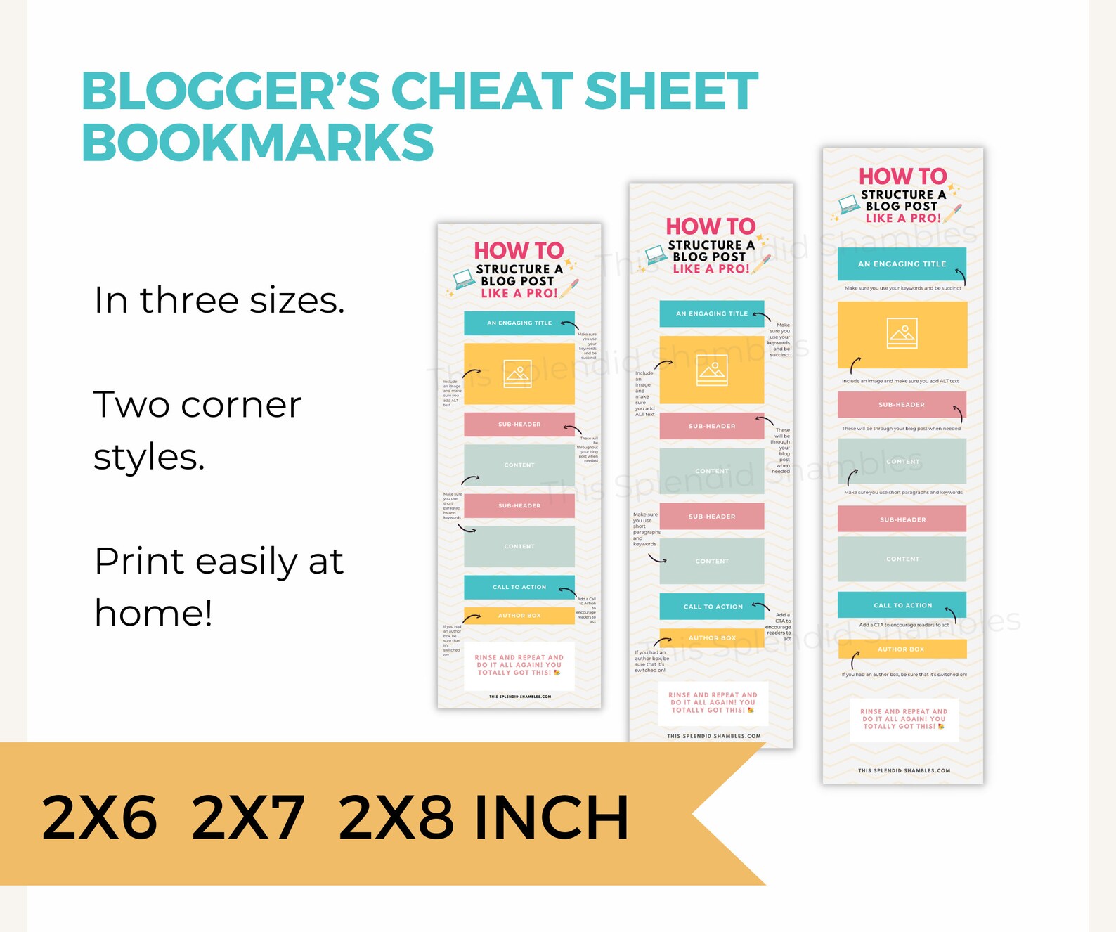 Printable Bookmarks for Bloggers - Cheat Sheet Bookmarks to Print - PDF ...