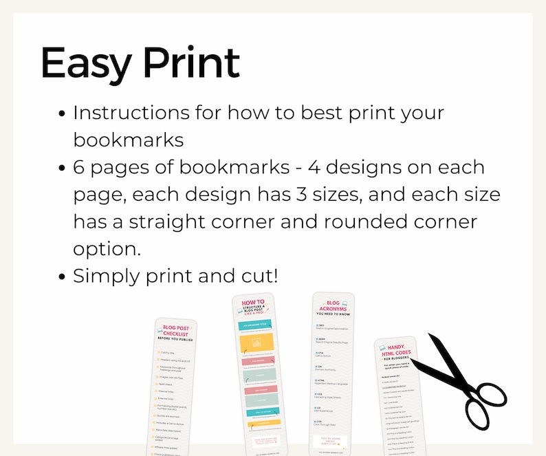 Printable Bookmarks for Bloggers - Cheat Sheet Bookmarks to Print - PDF ...