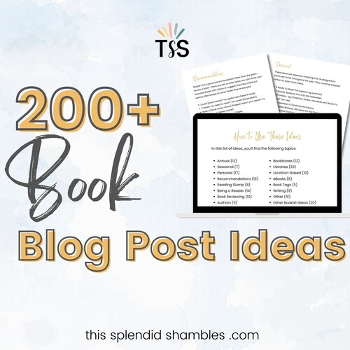200 Book Blog Post Ideas Blogging for Beginners - Etsy