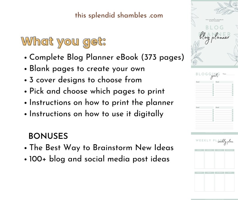 Printable Blog Planner | A4 & US Letter Blogger’s Content Planner ...