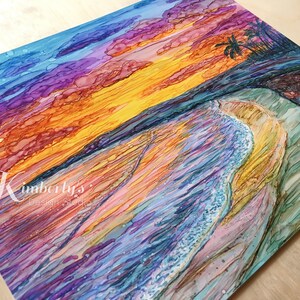 Tropical Beach Sunset, Alcohol Ink, Giclée Fine Art Print - Etsy