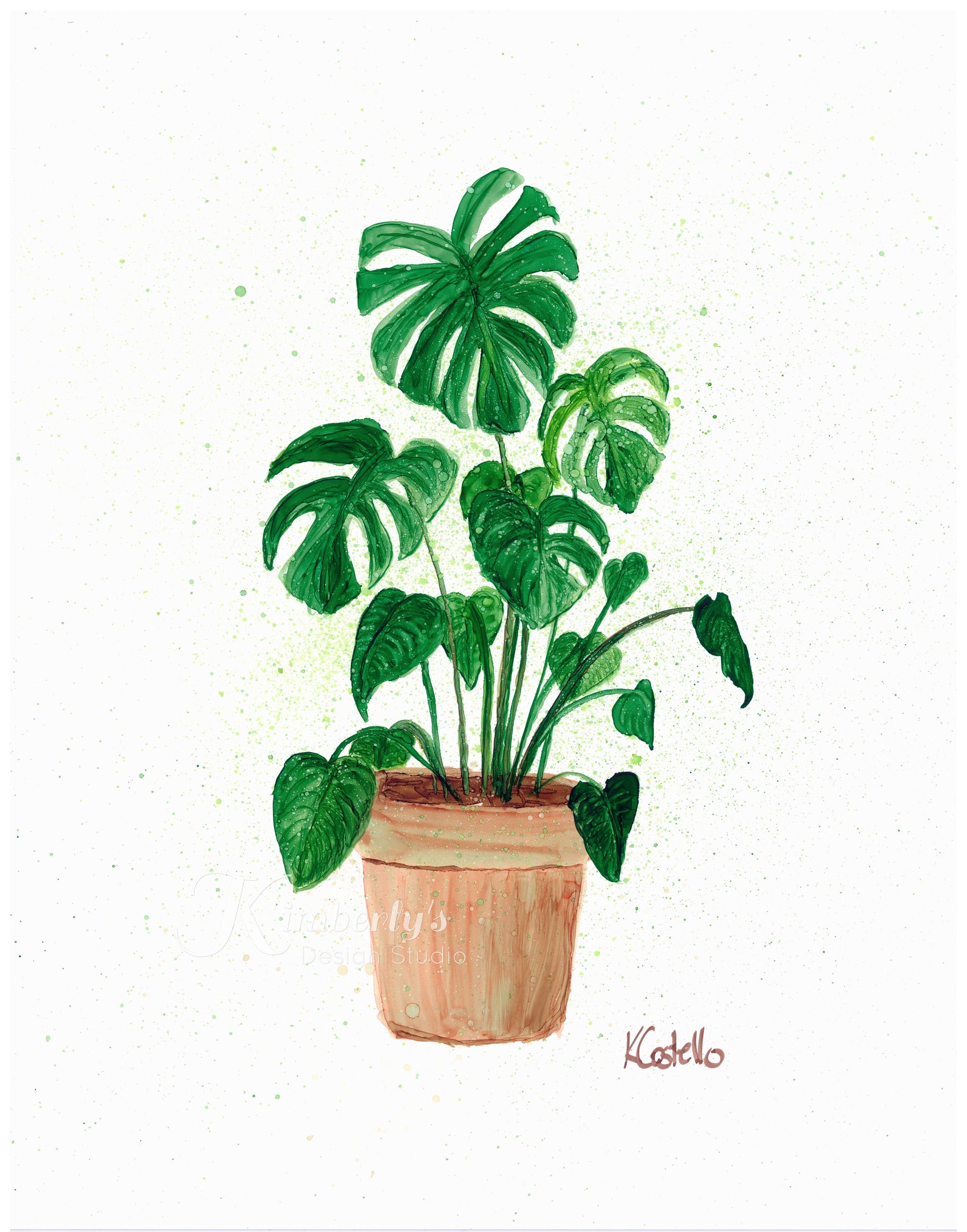 Monstera, Alcohol Ink Fine Art Print - Etsy