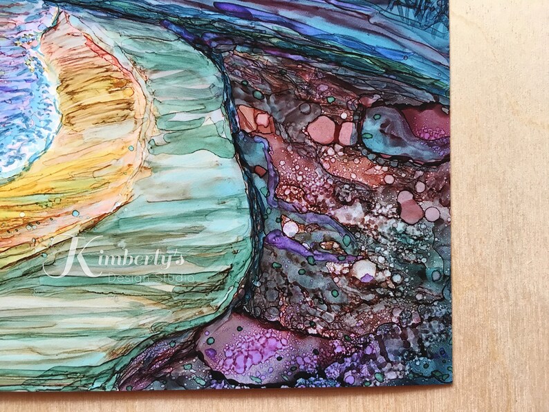 Tropical Beach Sunset, Alcohol Ink, Giclée Fine Art Print - Etsy