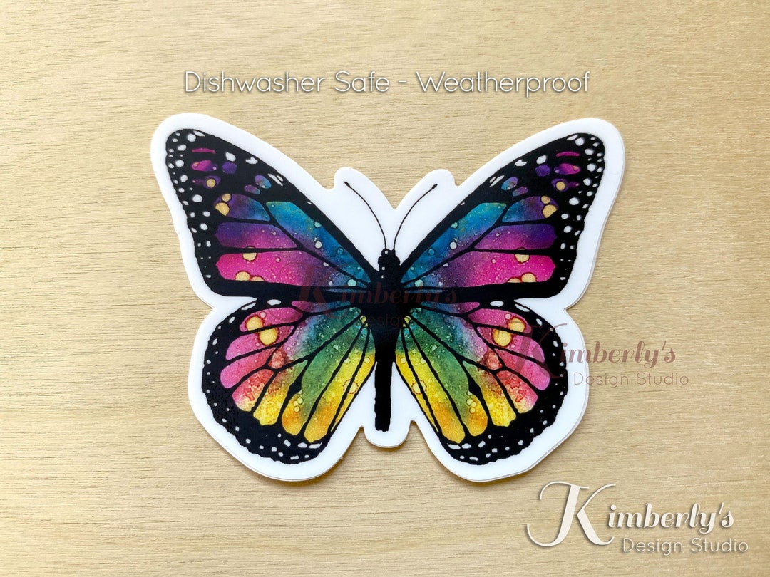Alcohol Ink Butterfly - Vinyl Sticker- Decal, Water Bottle Decor ...